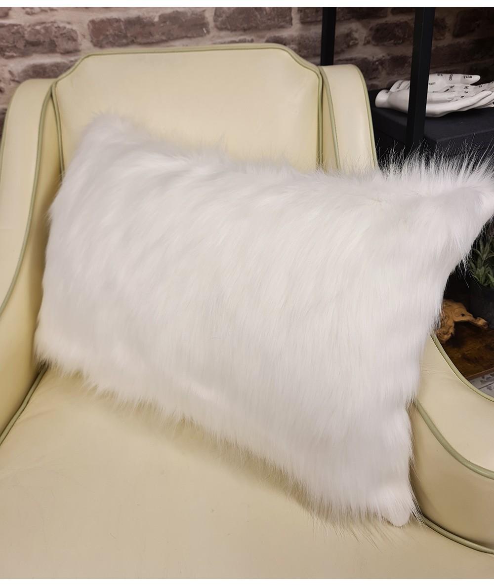 Matterhorn Rectangular Cushion | White Rectangular Faux Fur Cushion