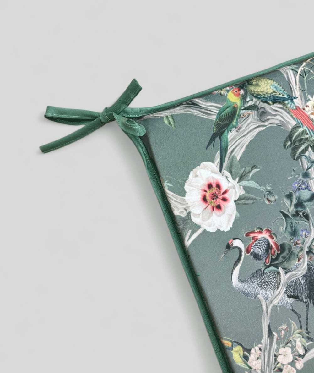 Square Velvet Chinoiserie Seat Pads | Patterned Velvet Square Seat Pads