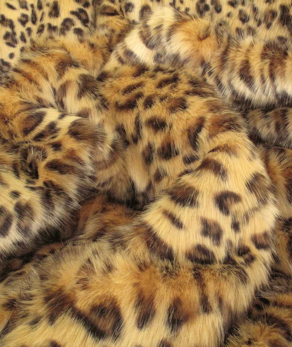 Gold Leopard Faux Fur Fabric | Leopard Print Fur | Leopard Craft Fur