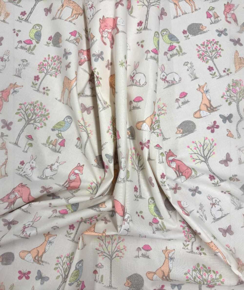 Woodland Animals Fabric | Craft Fabric | Multicoloured Animal Fabric